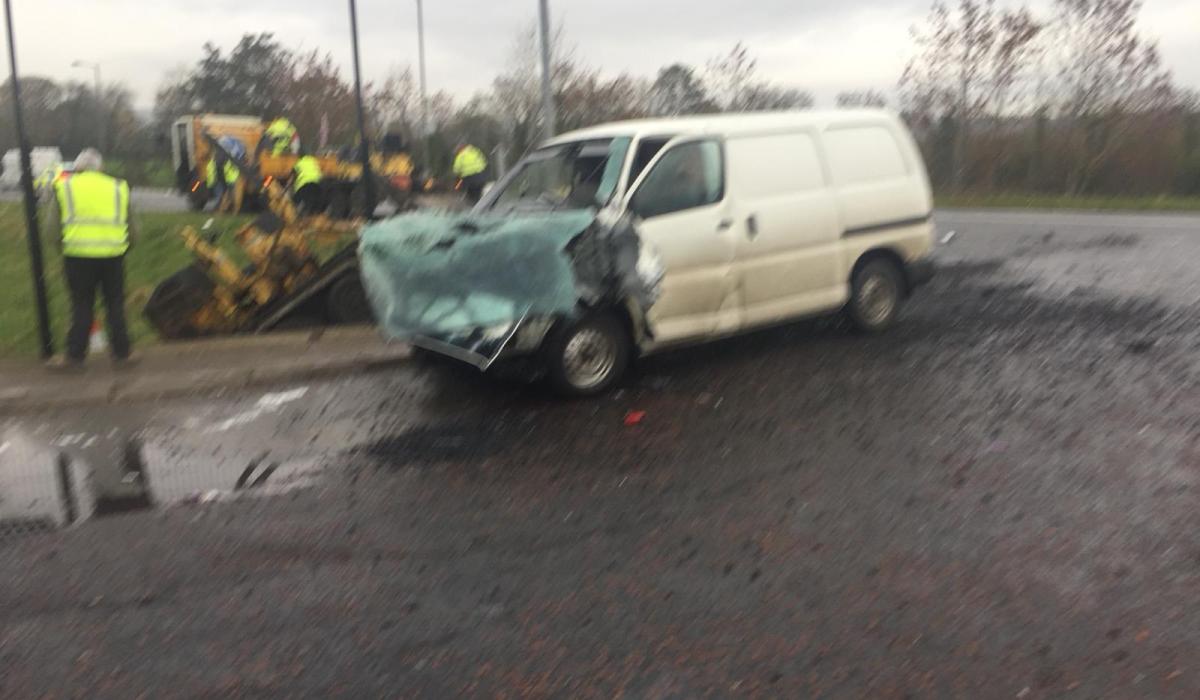 One person taken to hospital following crash involving lorry and van on ...