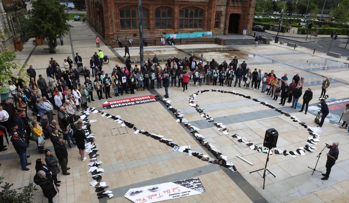 Families of victims of 'The Troubles' stage protest in Derry - Derry Now
