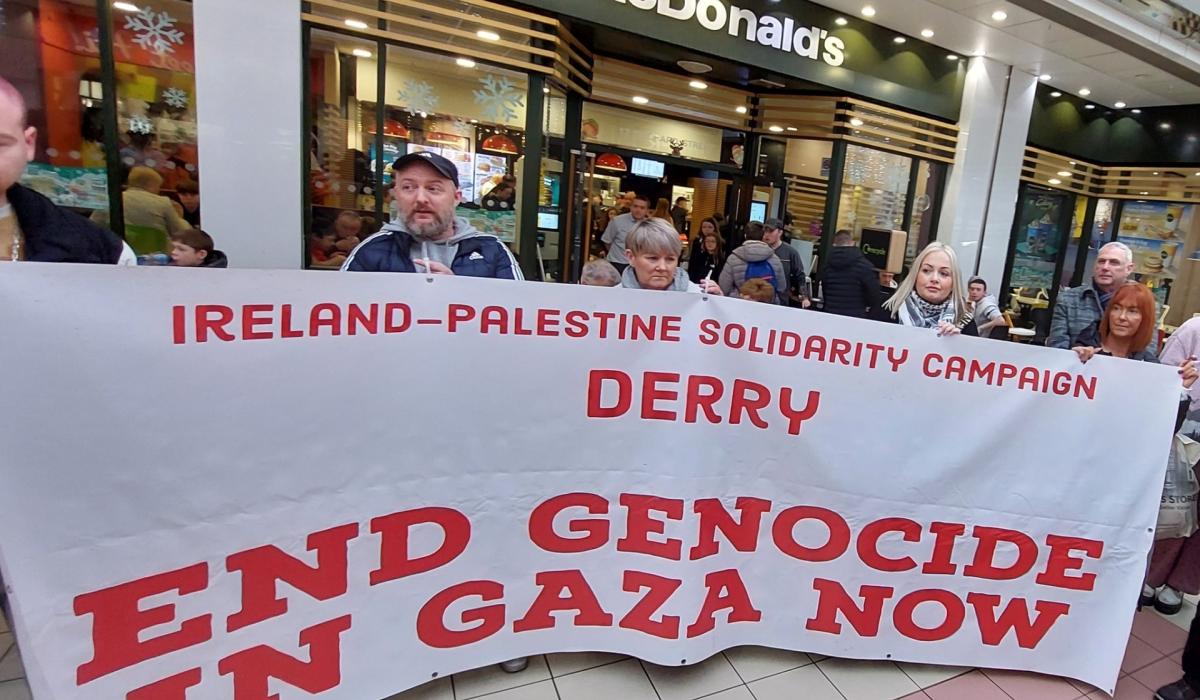 Derry pro-Palestine activists descend on Foyleside McDonald's - Derry Now