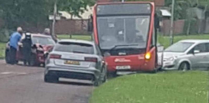 Several taken to hospital following crash involving bus and car in ...