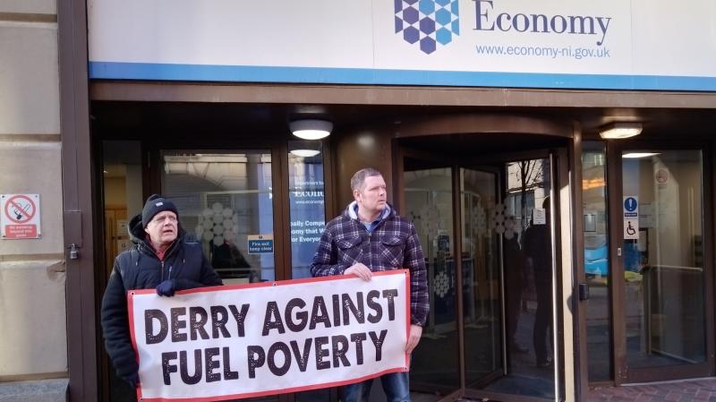 Derry Against Fuel Poverty protest at Economy Department - Derry Now